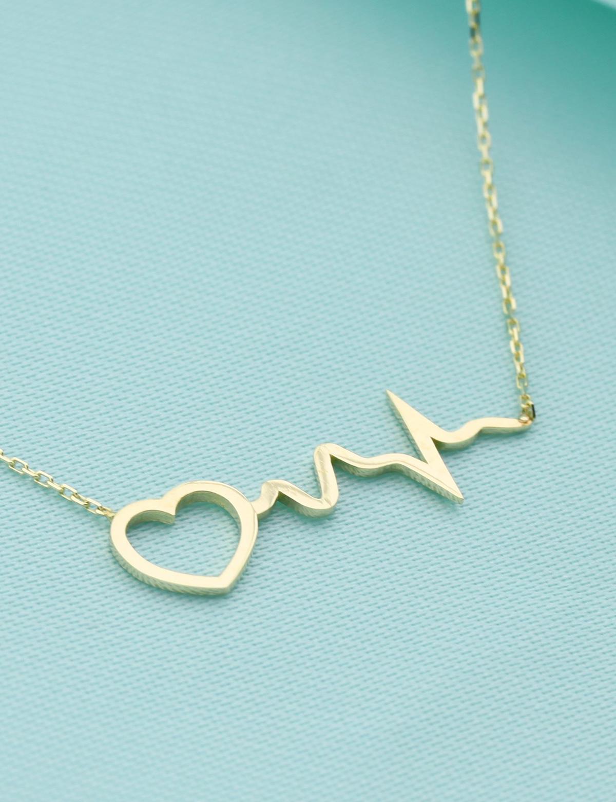 Altın Kalp Ritmi Kolye | İryum Mücevherat